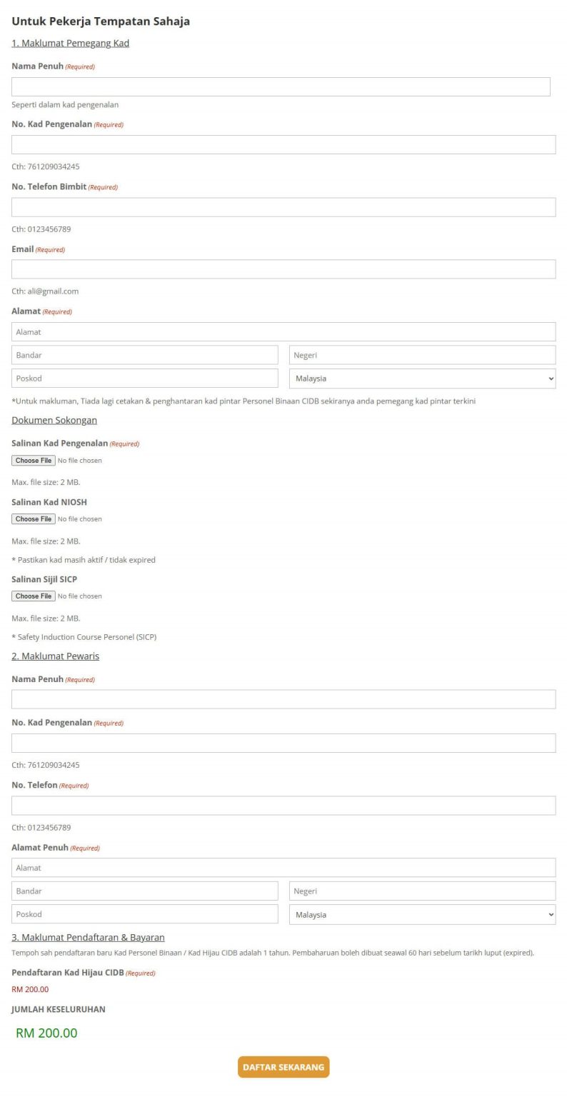 Cara Daftar Kad Hijau CIDB dan Pendaftaran Melalui Laman Web - Register ...